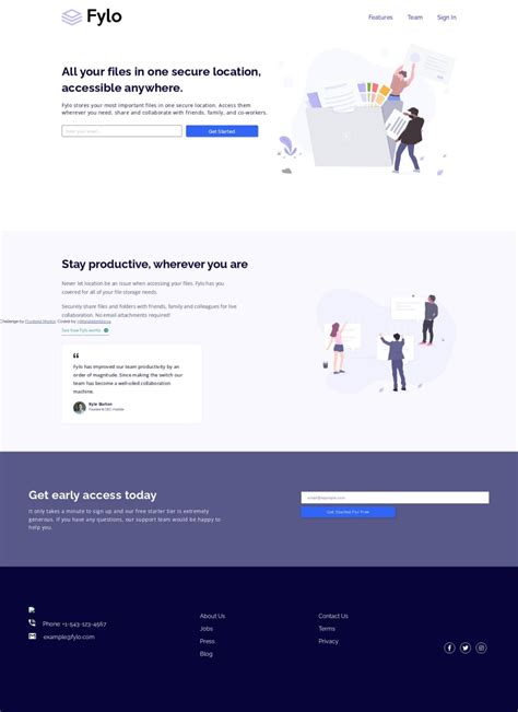 Frontend Mentor Fylo Landing Page With Two Column Layout Solution