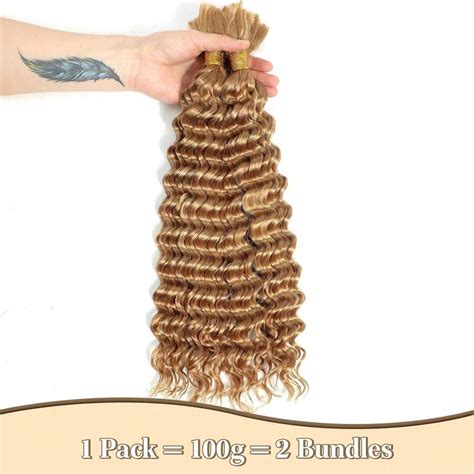 100g 45 7cm tiefe geflochtene Echthaarsträhnen Farbe 27 honigblond