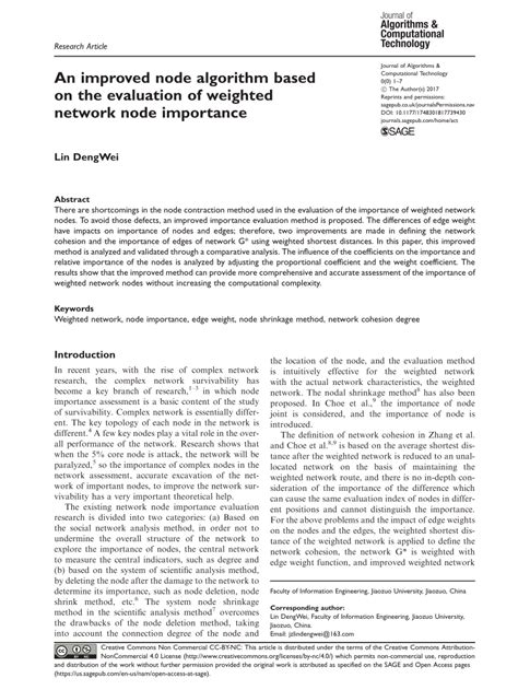 pdf an improved node algorithm based on the evaluation of weighted network node importance