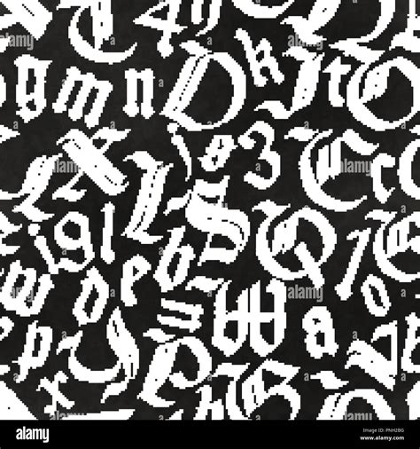 Un montón de letras góticas dibujados a mano dibujo con tiza blanca