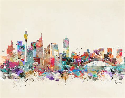 Sydney Skyline Australia Painting By Bri Buckley Fine Art America
