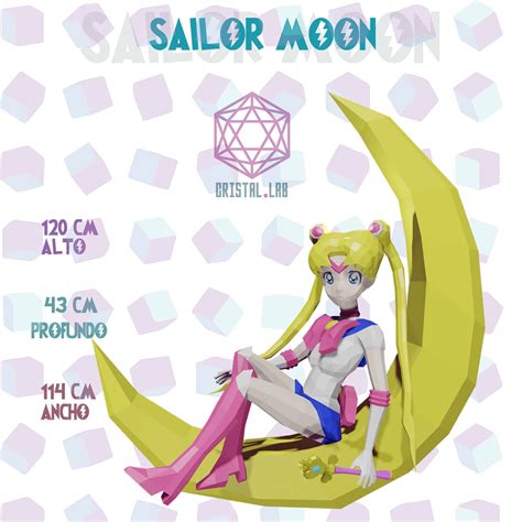 Sailor Moon Low Poly Papercraft 3d Plantillas Pdf Cristallab