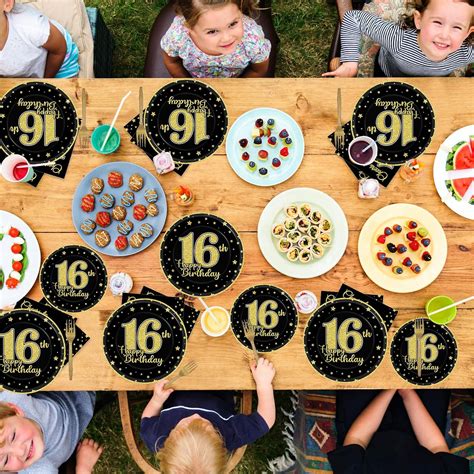 96 piezas de suministros para fiesta de cumpleaños de 16 años para 24
