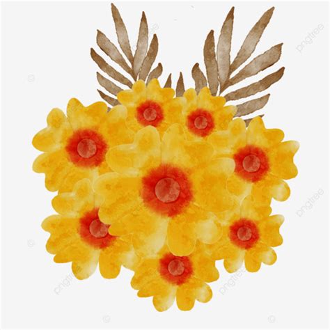 Aquarela De Buquê De Flores Amarelas PNG Arte De Flores Amarelas