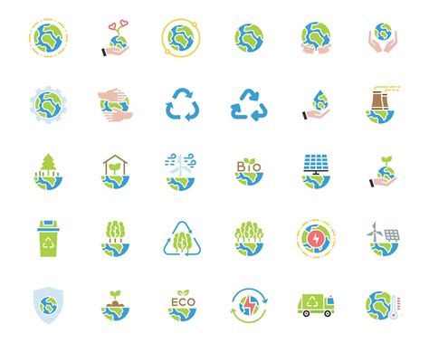 World Environment Day Icon Set Nature Renewable Energy Icons Eco