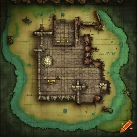 Grid Map Of Castle And Pond In Dungeons And Dragons On Craiyon
