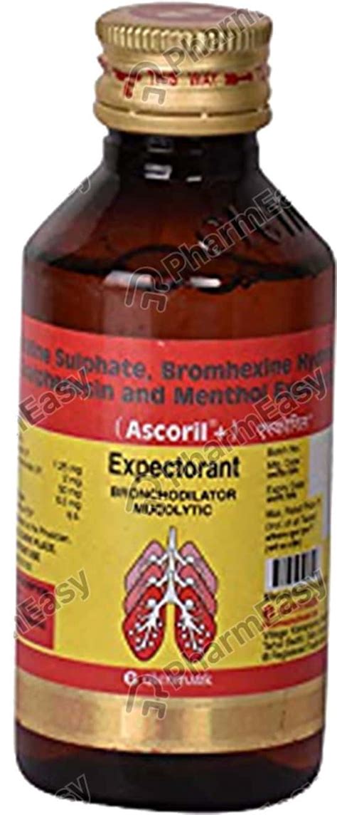 Ascoril Plus Bottle Of 120ml Expectorant Uses Side Effects Price