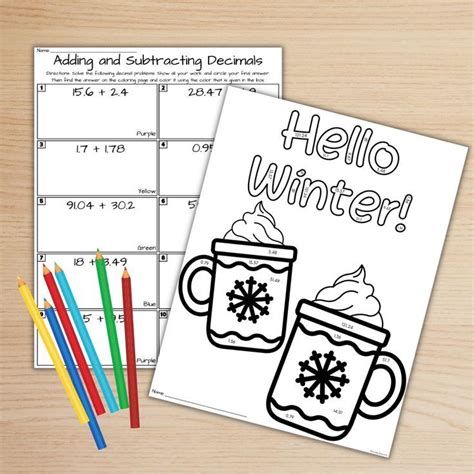 Color By Number Adding And Subtracting Decimals Winter Math