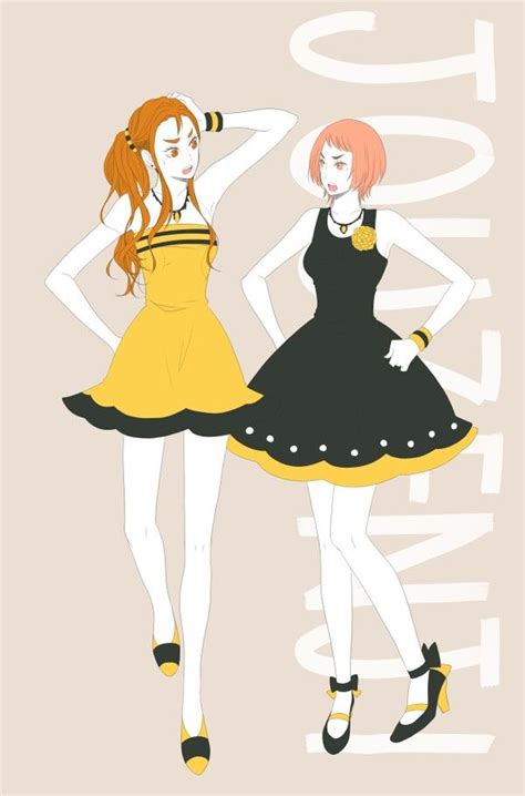 Two Girls In Dresses Are Standing Next To Each Other With Their Hands