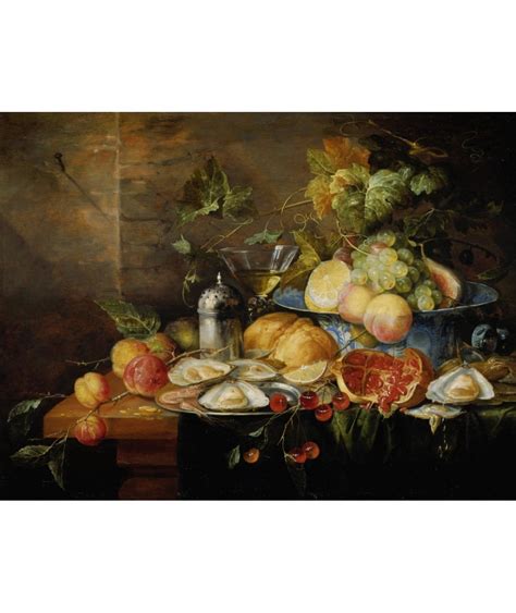 Martwa Natura Z Owocami Ostrygi I Kieliszek Do Wina De Heem Davidsz