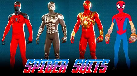 Spiderman PS4 All DLC2 Suits Costumes Unlocked Spider Suits Todos