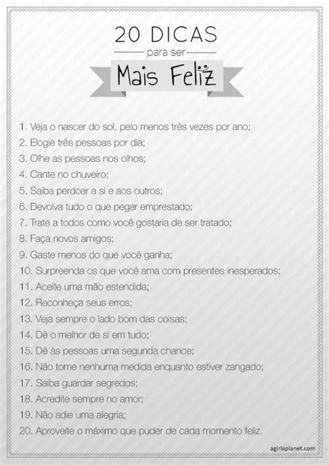 20 DICAS PARA SER MAIS FELIZ Frases inspiracionais Motivação para