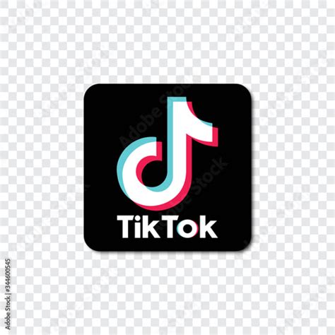 Tik Tok logo with shadow on a transparent background Stock ベクター Adobe