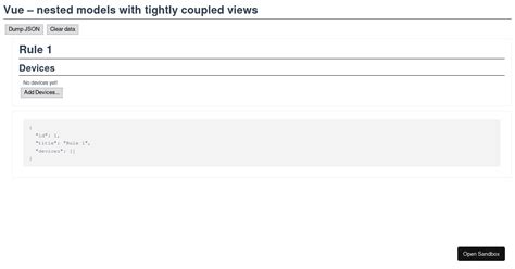 vue nested models with tightly coupled views forked codesandbox