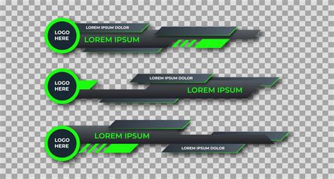 Three Geometric Lower Third Banners Set Design Modern Geometric Lower