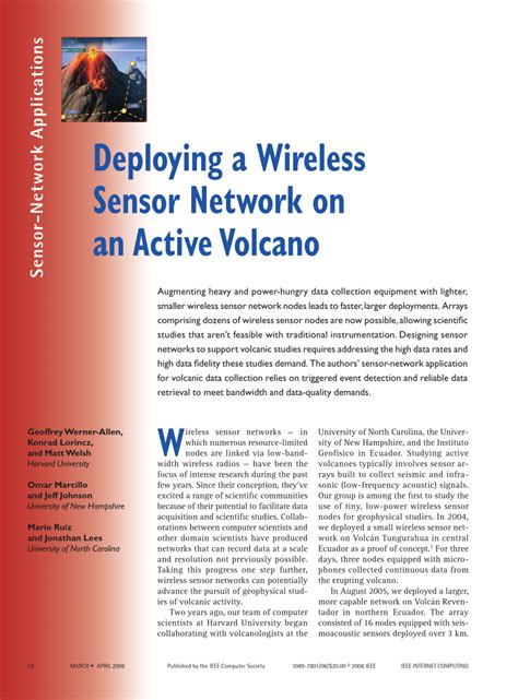 pdf deploying a wireless sensor network on an active volcano