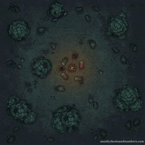 Camping In The Wilderness 30x30 Battlemap Forest Camp R