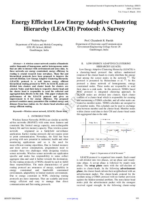 pdf energy efficient low energy adaptive clustering hierarchy leach protocol a survey