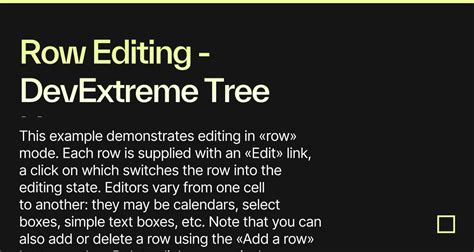 Row Editing DevExtreme Tree List Codesandbox
