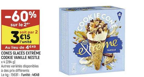 Promo Cônes Glacés Extrême Cookie Vanille Nestlé chez Leader Price