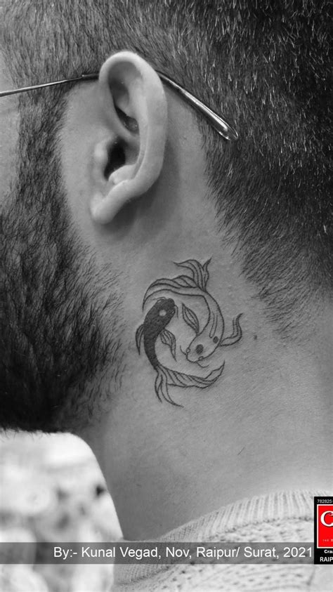 YIN YANG KOI FISH TATTOO DESIGN Neck Tattoo For Guys Behind Ear