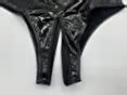 Damen Wetlook BodyLeder Bodysuit Brust Harness PU Leder Halsband Mit