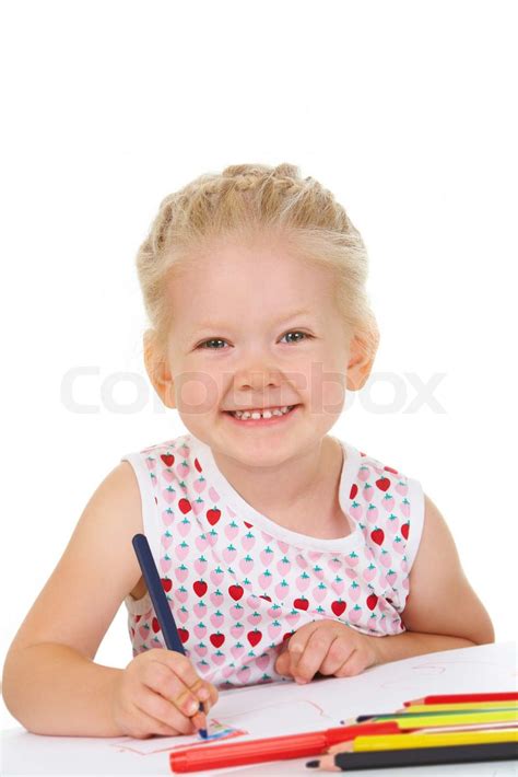 Tegning Pige Stock Foto Colourbox