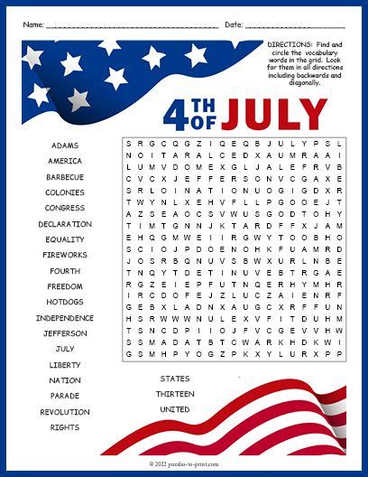 Free Printable Fourth Of July Word Search Word Search Word Find Free