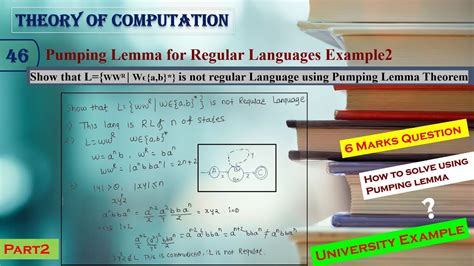 how to solve using pumping lemma example theory of computation part2 toc lect46 youtube
