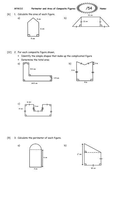 Composite Figure Area And Perimeter Worksheet