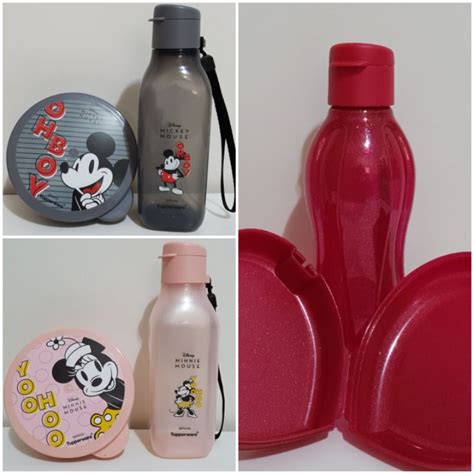 Kit Eco Tupper Ml Minnie Mickey E Glitter Lipstick Pote Ml