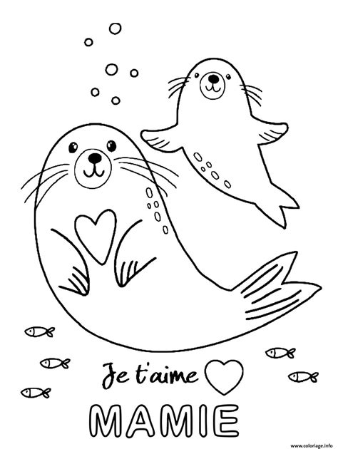Coloriage Je Taime Mamie Maternelle Fete JeColorie