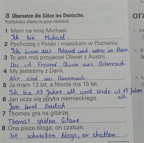 Ćwiczenia mit links niemiecki strona 17 zadanie 8 klasa 7 Brainly pl