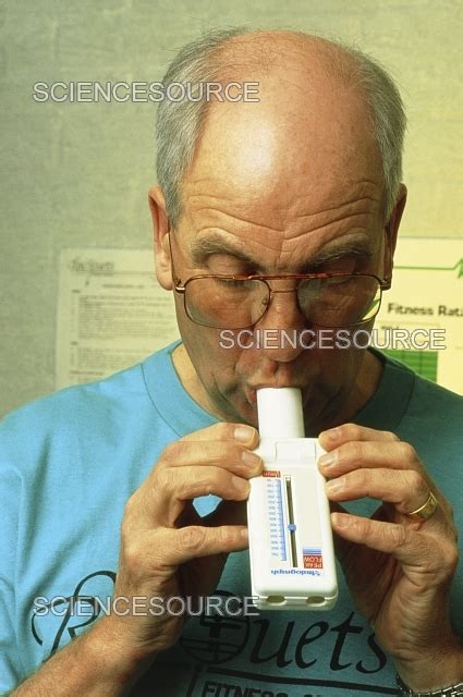 Patient Using A Peak Flow Meter Stock Image Science Source Images