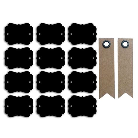 12 étiquettes ardoise perforées baroque 20 étiquettes kraft Greenweez