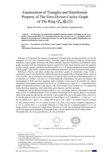 pdf enumeration of triangles and hamiltonian property of the zero divisor cayley graph of the