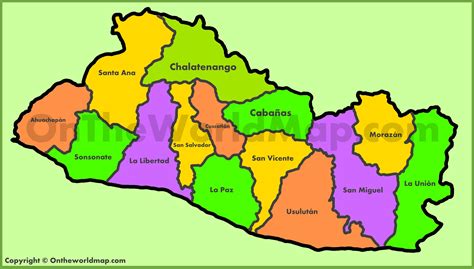 Administrative Map Of El Salvador Ontheworldmap