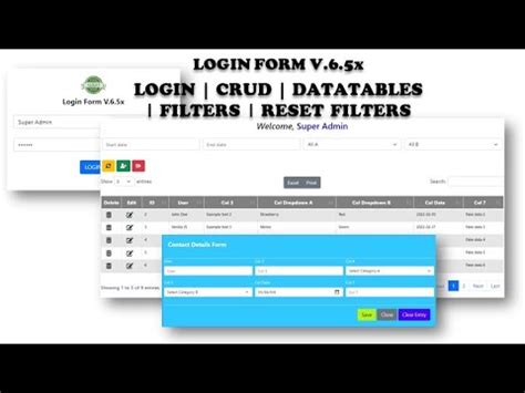 Apps Script Login Form V X Popup Crud Datatables Filters