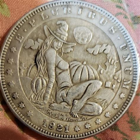 Hobo Coin 1921 Morgan Dollar Sexy Witch Hand Carved Etsy In 2023