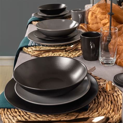Talerz obiadowy głęboki ceramiczny na zupę do zupy czarny ALFA 20 5 cm