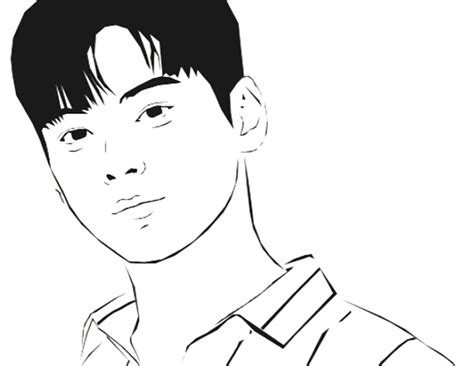 Cha Eun Woo Digital Line Art Cha Eun Woo Line Art Art Drawings