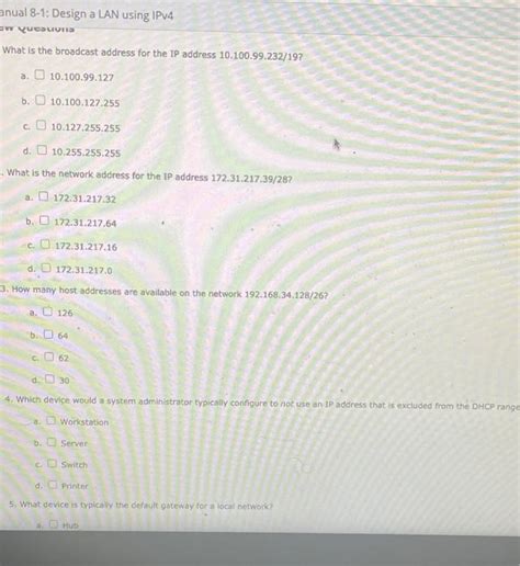 Solved X Lab Manual 8 1 Design A LAN UP Assuming 25 Chegg