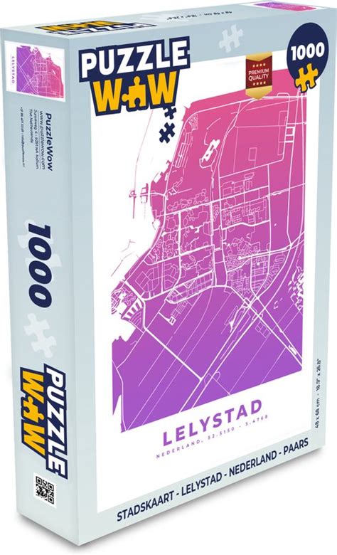 Puzzel Stadskaart Lelystad Nederland Paars Legpuzzel Puzzel