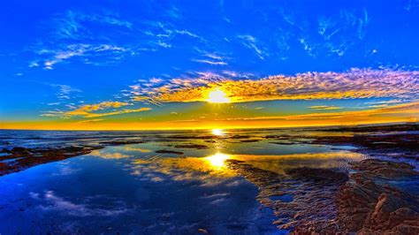 Sunrise Wallpaper Hd Sky Nature Natural Landscape Horizon Reflection