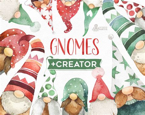 Gnomes Creator Watercolor Holiday Clipart Nordic Etsy
