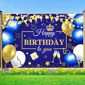 Amazon YinQin 180x120 Cm Glitter Navy Blue Gold Happy Birthday