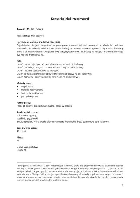 PDF Konspekt lekcji matematyki Temat Oś liczbowaelakalin os liczbowa
