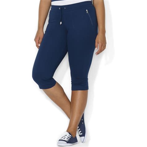 Lauren By Ralph Lauren Plus Size Cropped Active Pants In Blue San Remo