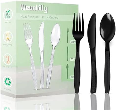 Amazon Weenkilly 90 Pack Plastic Cutlery Set Disposable Plastic