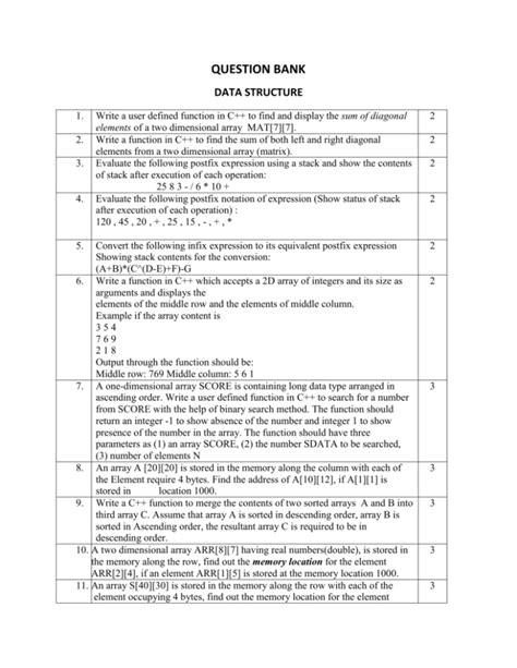 data structure practice questions